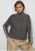 Tipped Tweed Mock W/ Rib Raglan Detail – Betsy Jenney